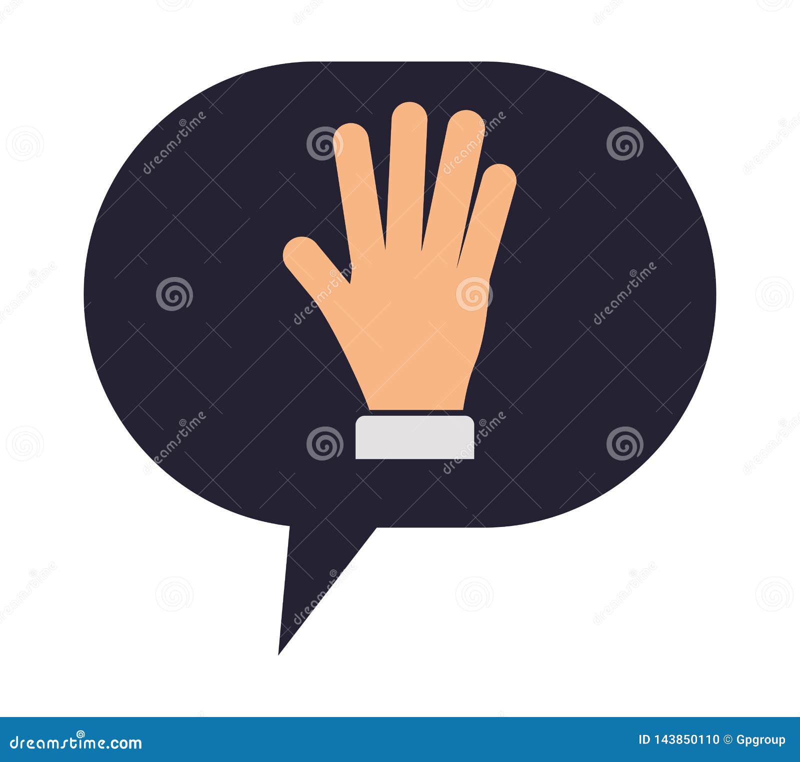 Speech Bubble with Hand Stop Stock Vector - Illustration of design ...