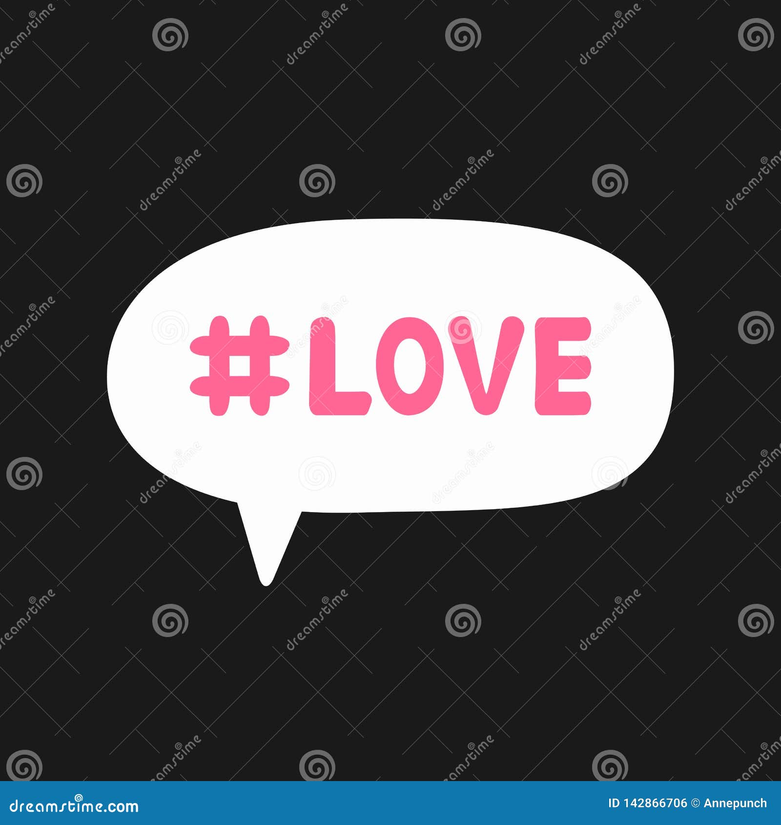 Speech Bubble with Hashtag Love. Stock Vector - Illustration of word ...