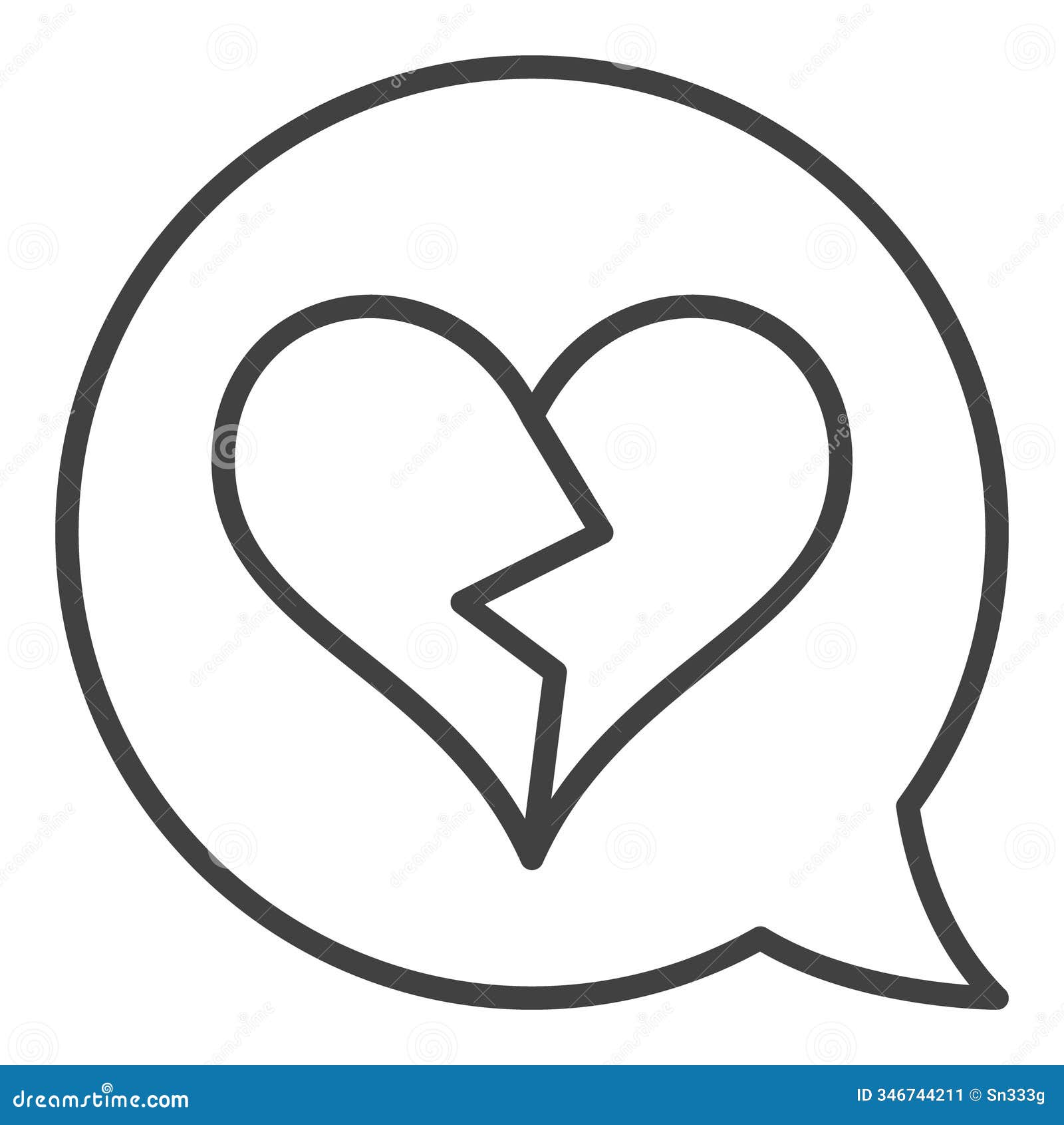 Heartbreak Outline Icon Collection Or Set. Heartbreak Thin Vector Line ...