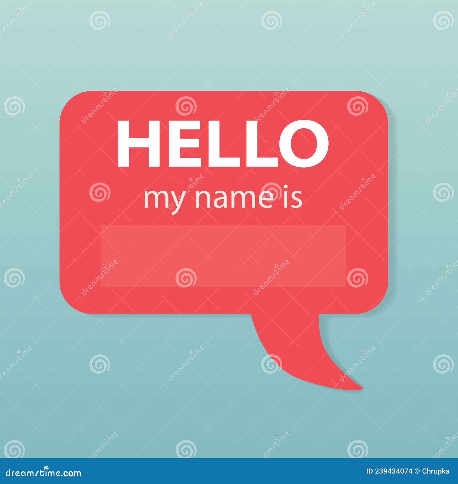 Speech Bubble with Hello My Name is Text Stock Vector - Illustration of ...
