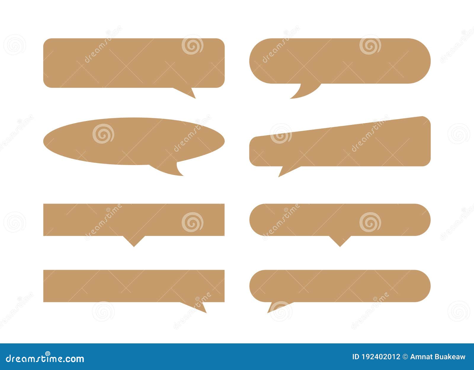 Speech Bubble Horizontal Brown Pastel Soft Isolated on White, Many ...
