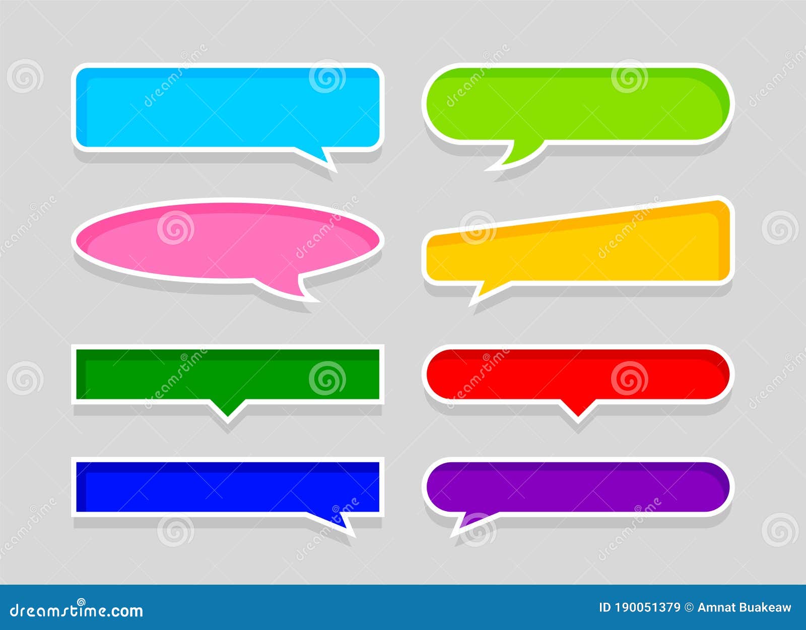 Speech Bubble Horizontal Colorful Isolated on Grey, Many Horizontal ...