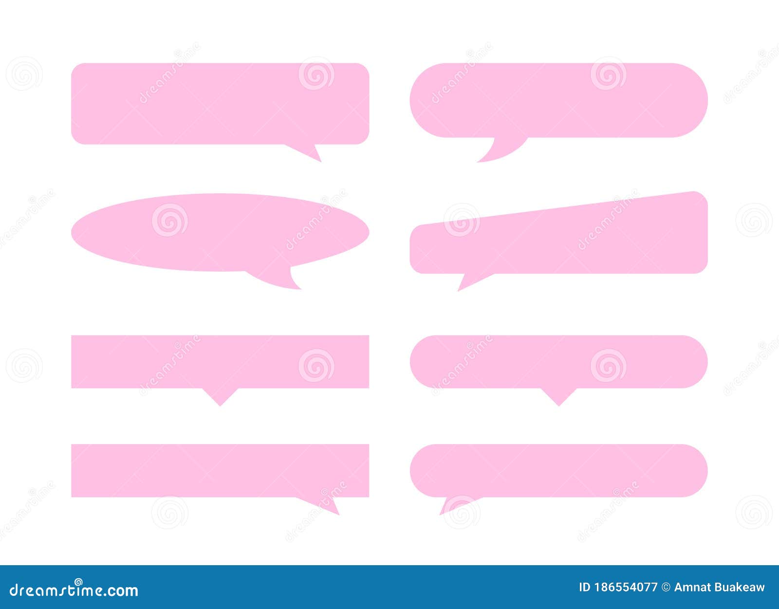 Speech Bubble Horizontal Pink Pastel Soft Isolated on White, Many ...
