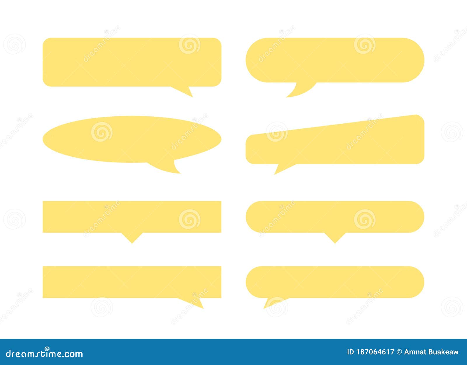 Speech Bubble Horizontal Yellow Pastel Soft Isolated on White, Many ...