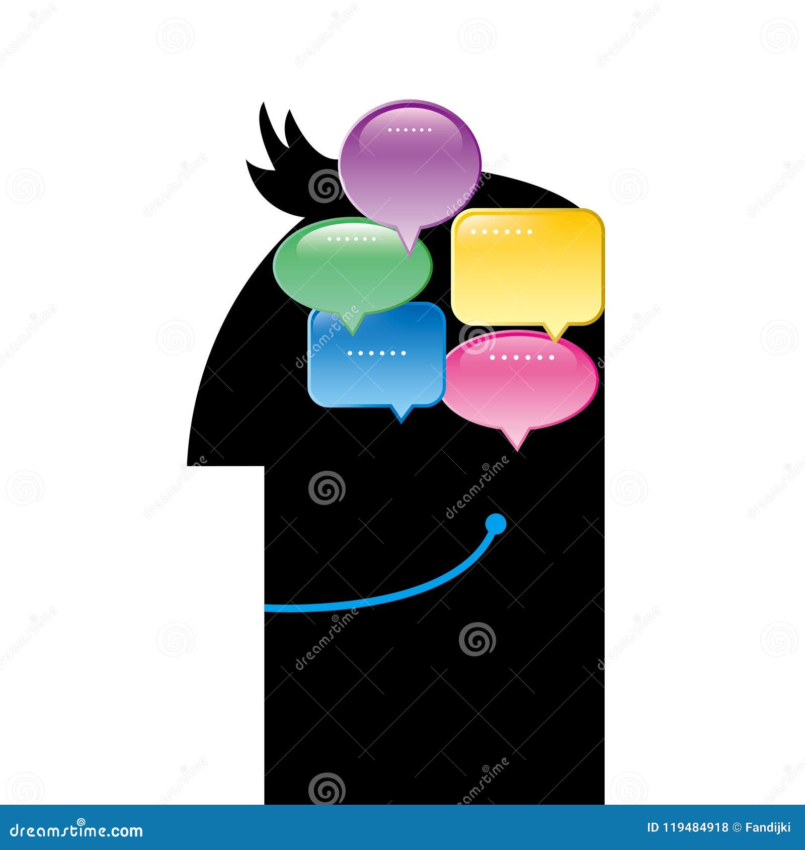 Speech Bubble in the Human Brain. Stock Vector - Illustration of ...