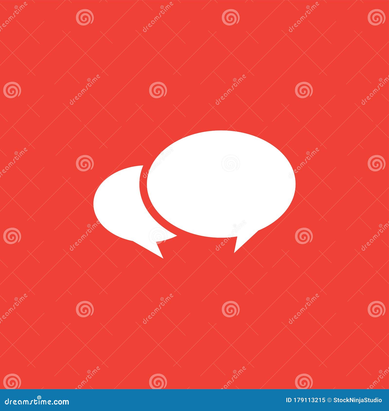 Speech Bubble Icon on Red Background. Red Flat Style Vector ...