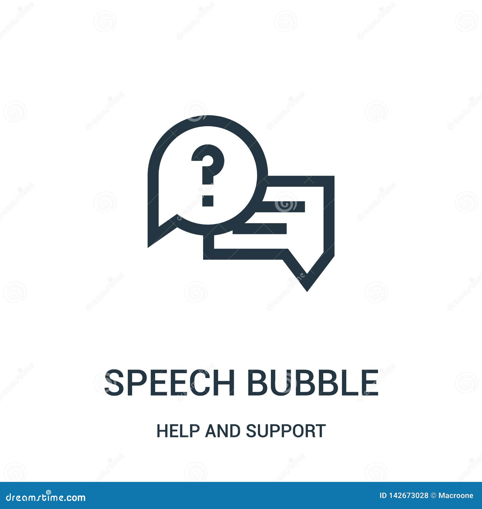 Speech Bubble Icon Vector from Help and Support Collection. Thin Line ...