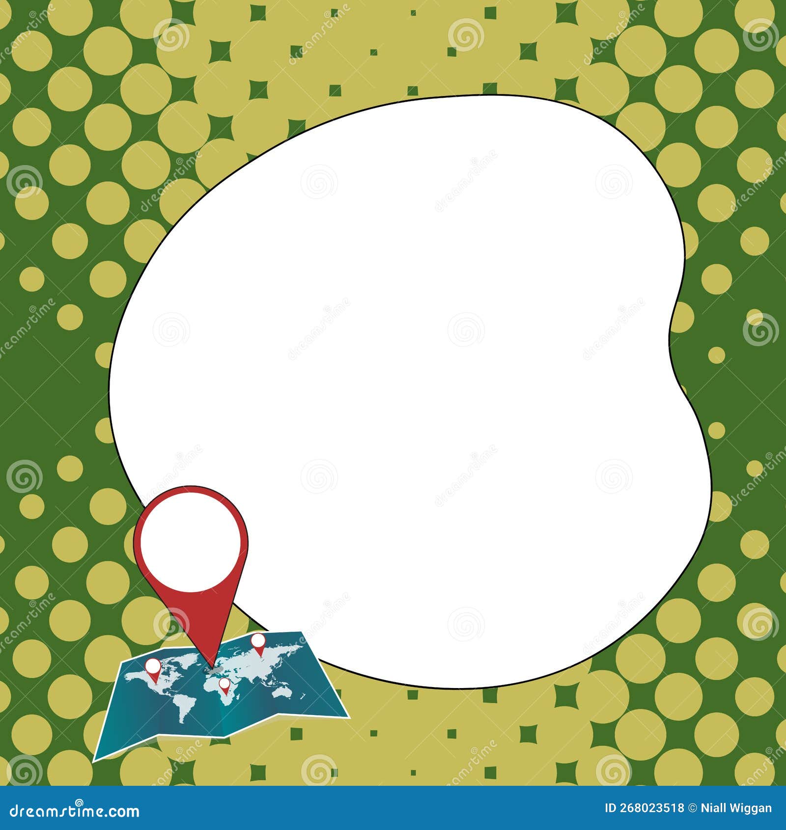 Speech Bubble with Important Message Above Map with Destination Point ...