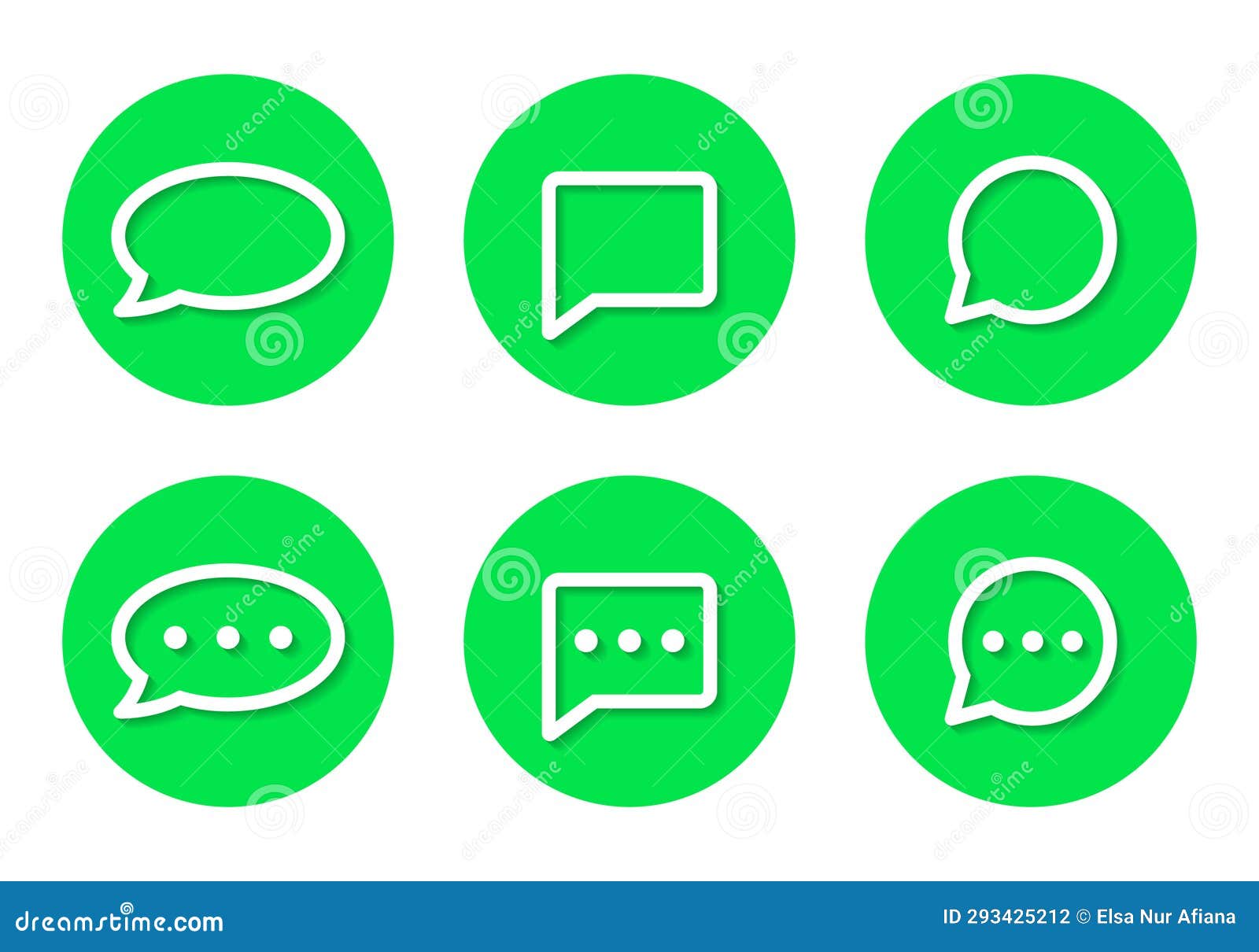 Speech Bubble Line Icon Vector in Green Circle. Chat, Message, Comment ...