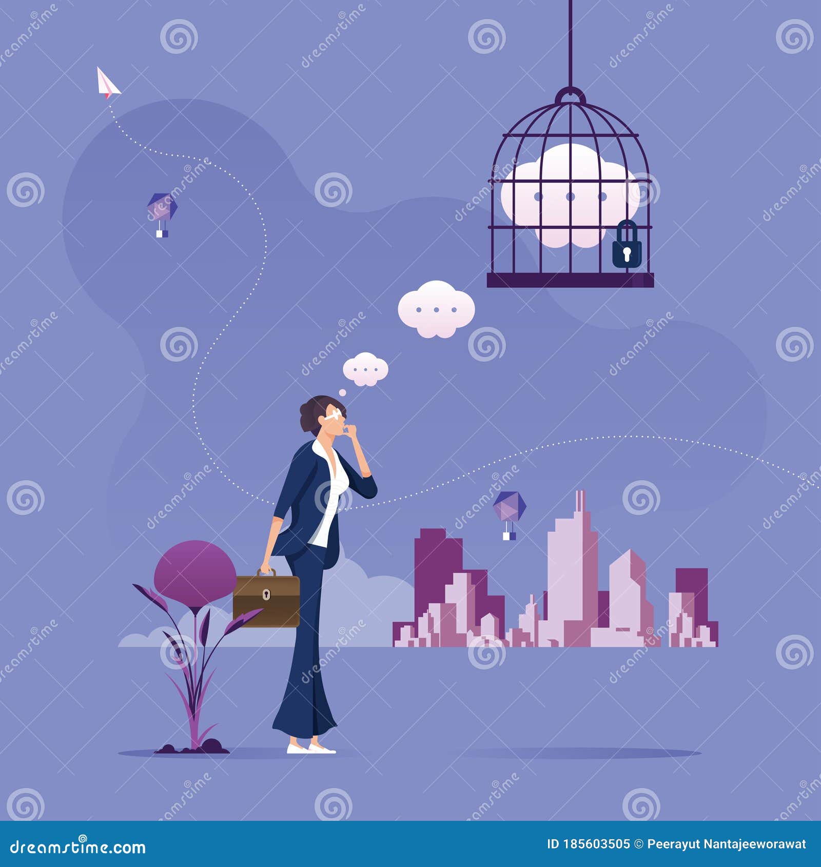 Speech Bubble Locked in Cage-Freedom of Thought Concept Stock Vector ...