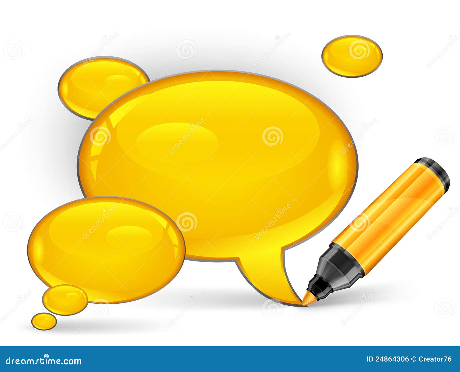 Speech bubble & marker stock vector. Illustration of balloon - 24864306