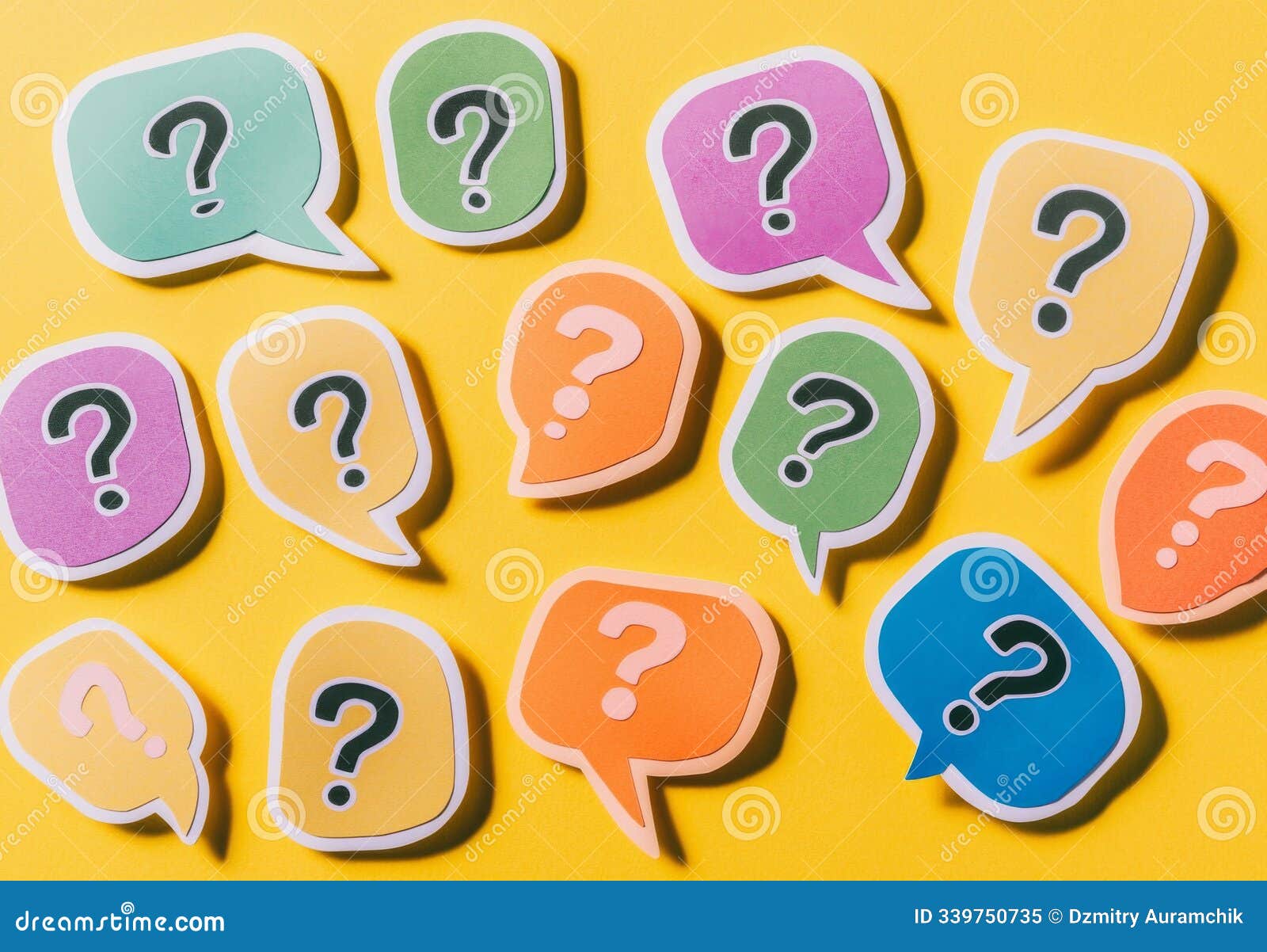 A Speech Bubble with Multiple Question Marks and Copy Space Stock Image ...
