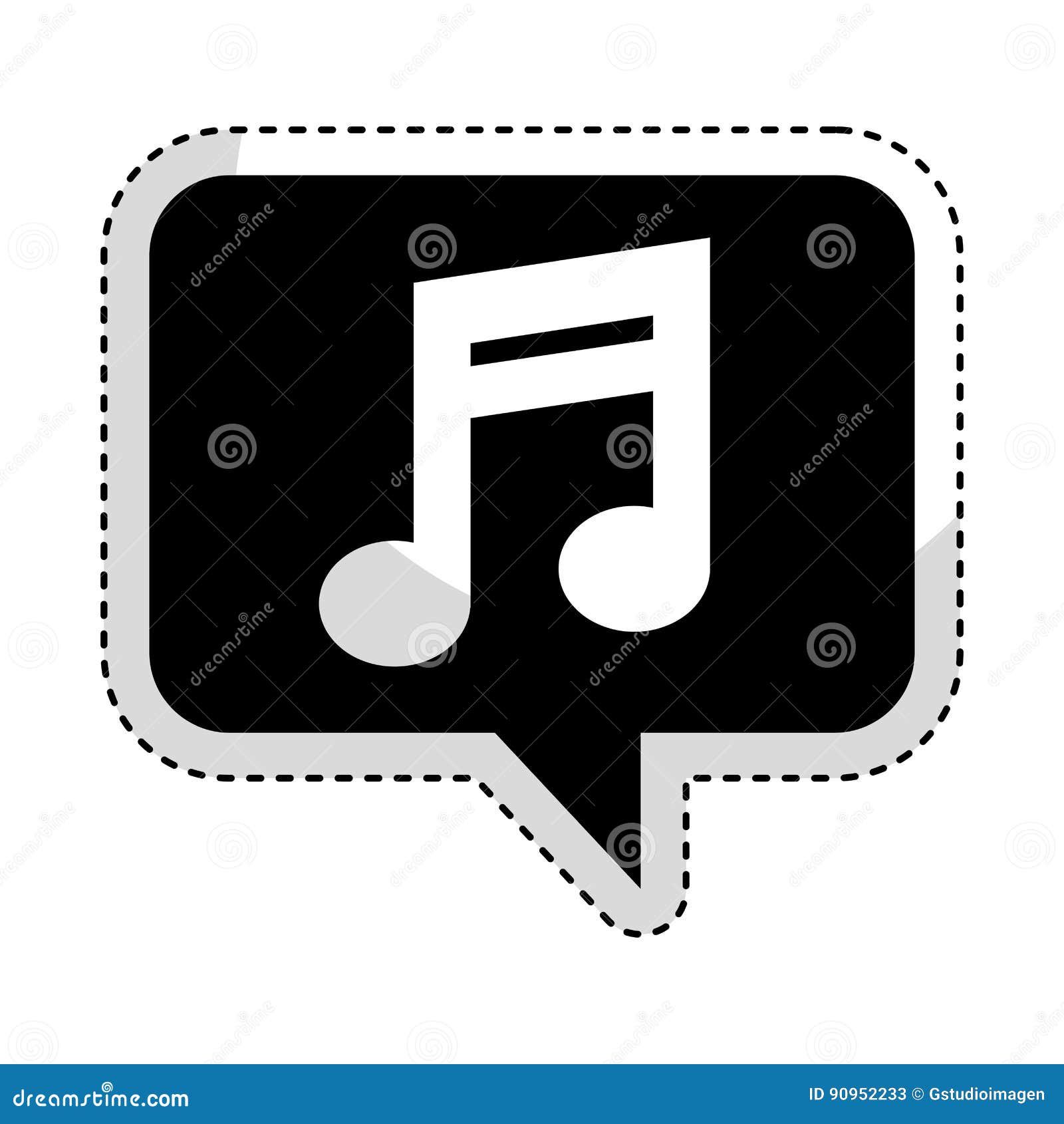Speech Bubble with Music Note Icon Stock Vector - Illustration of note ...
