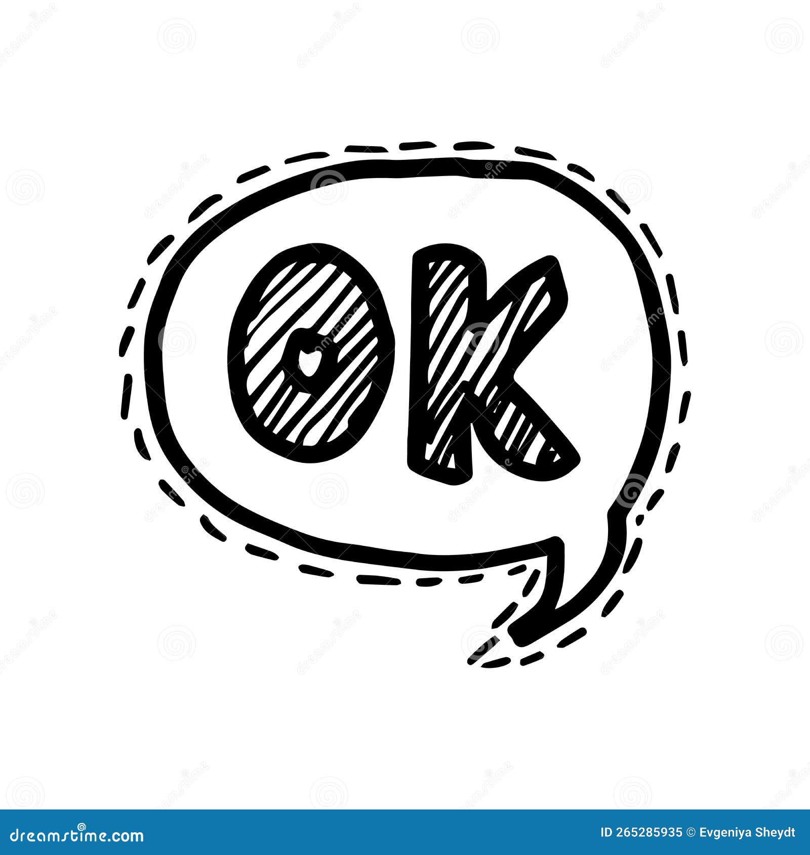 Speech Bubble Ok, Doodle Style, Sticker Concept with Text Ok. Positive ...