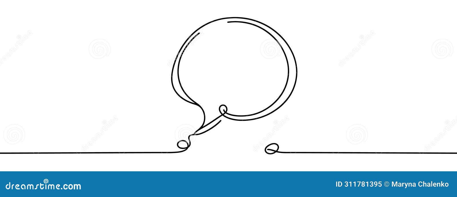 Speech Bubble in One Line Drawing. Dialogue Chat Cloud in Simple Linear ...