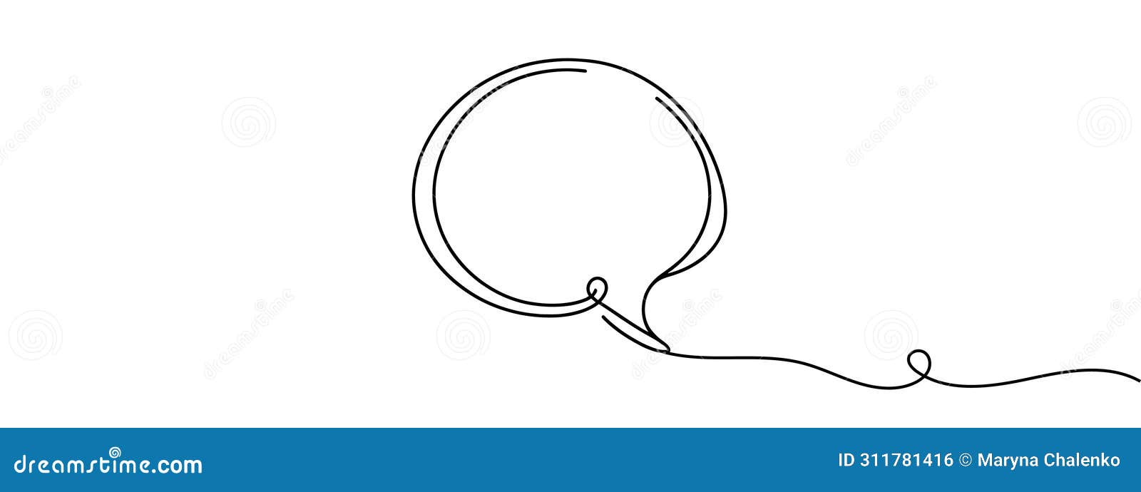 Speech Bubble in One Line Drawing. Dialogue Chat Cloud in Simple Linear ...