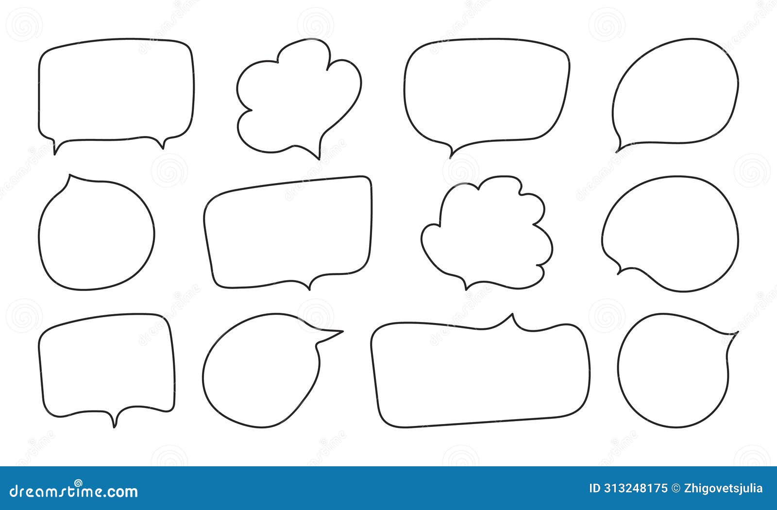 Speech Bubble in outline stock vector. Illustration of conversation ...