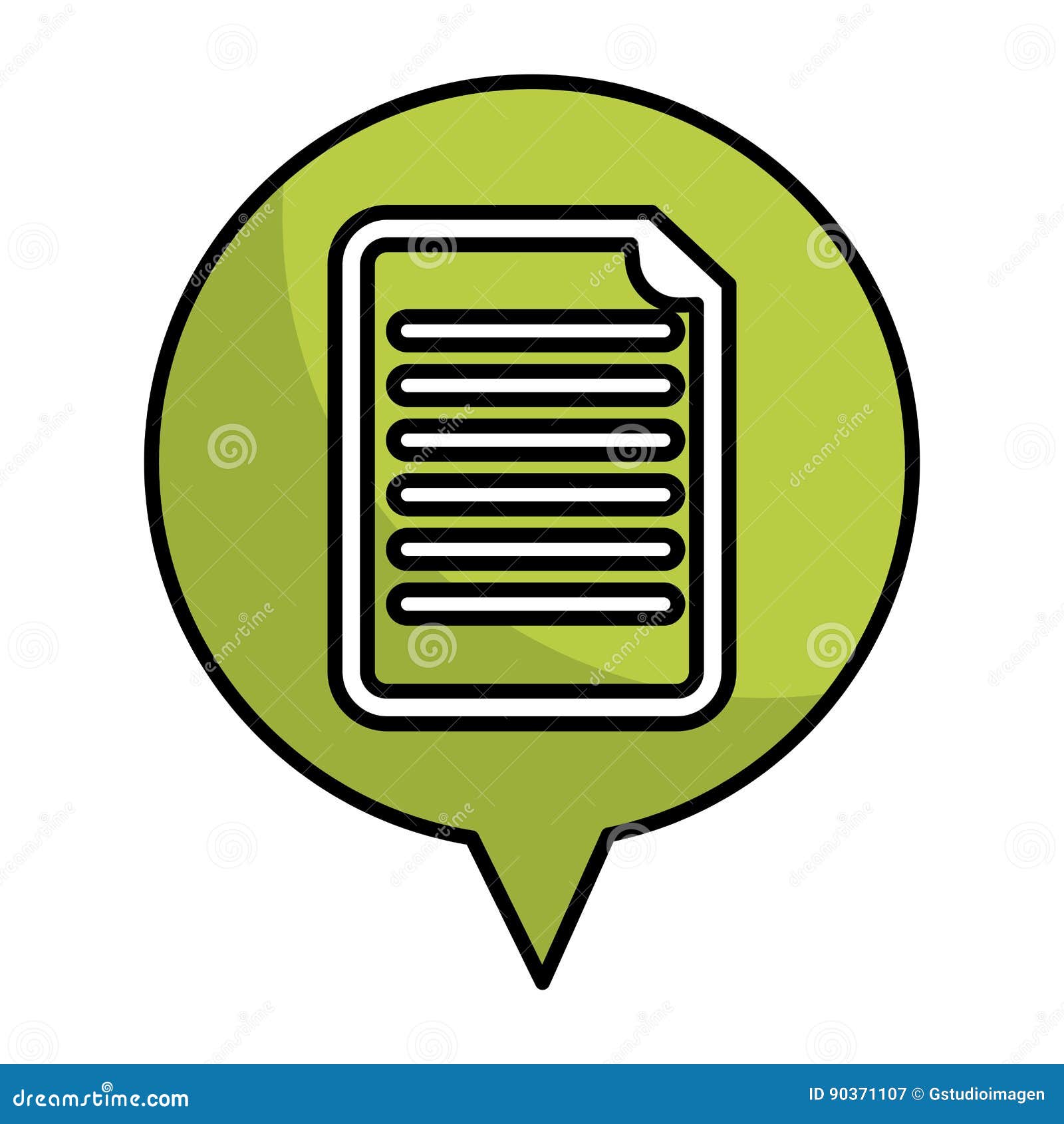 Speech Bubble with Paper Document Isolated Icon Stock Vector ...