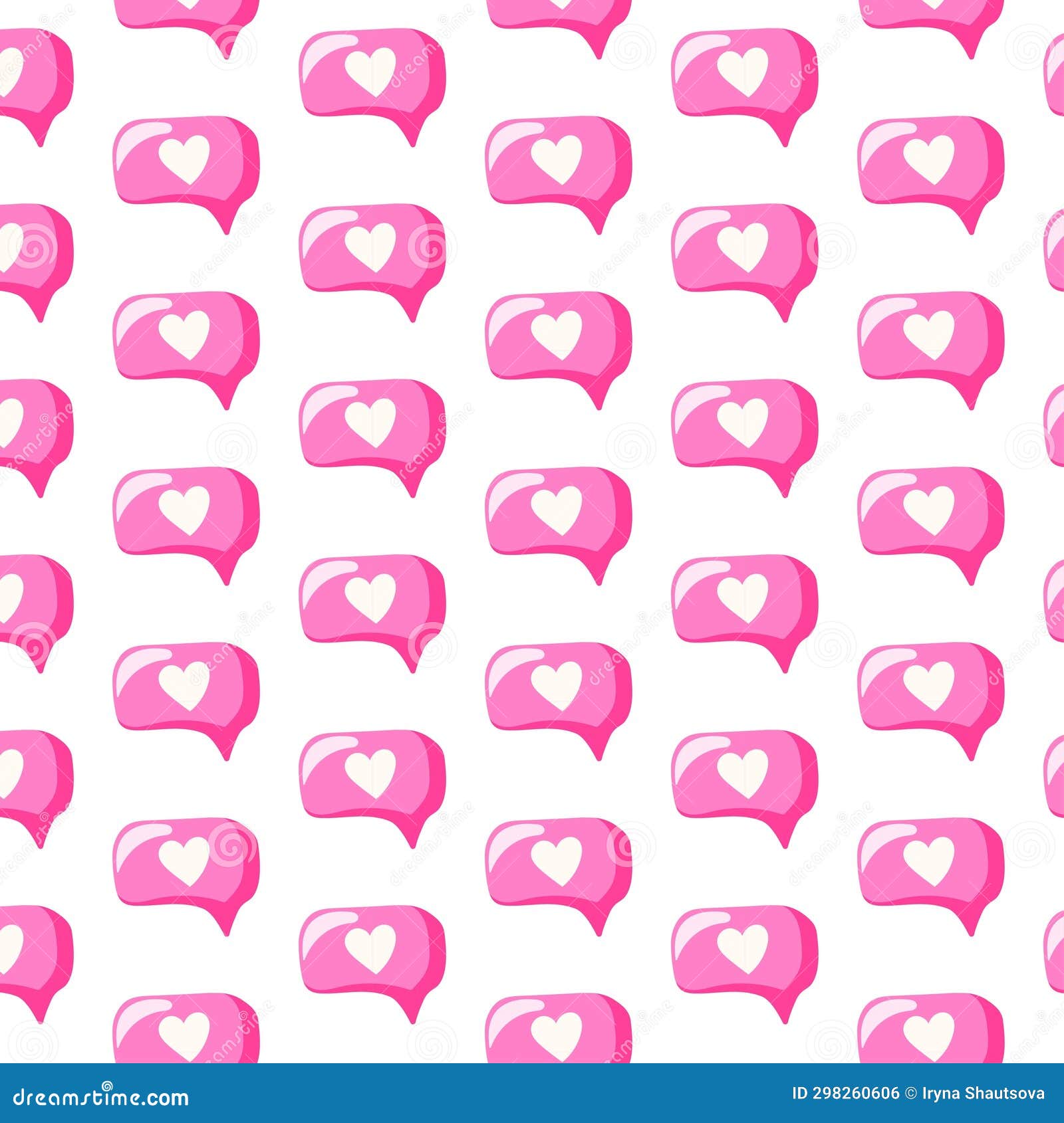 Speech Bubble Pattern with Heart Seamless Pattern. Cartoon Style ...