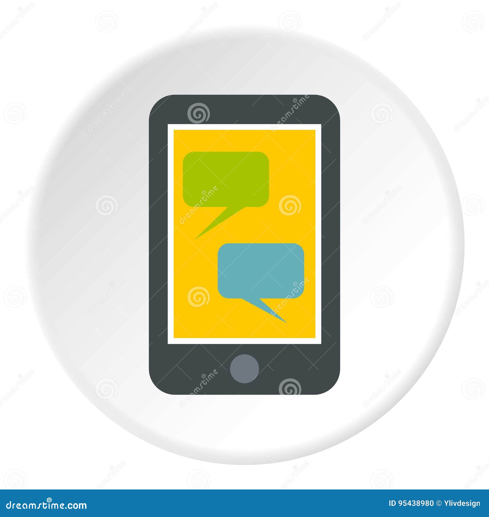 Speech Bubble on Phone Icon Circle Stock Vector - Illustration of sign ...
