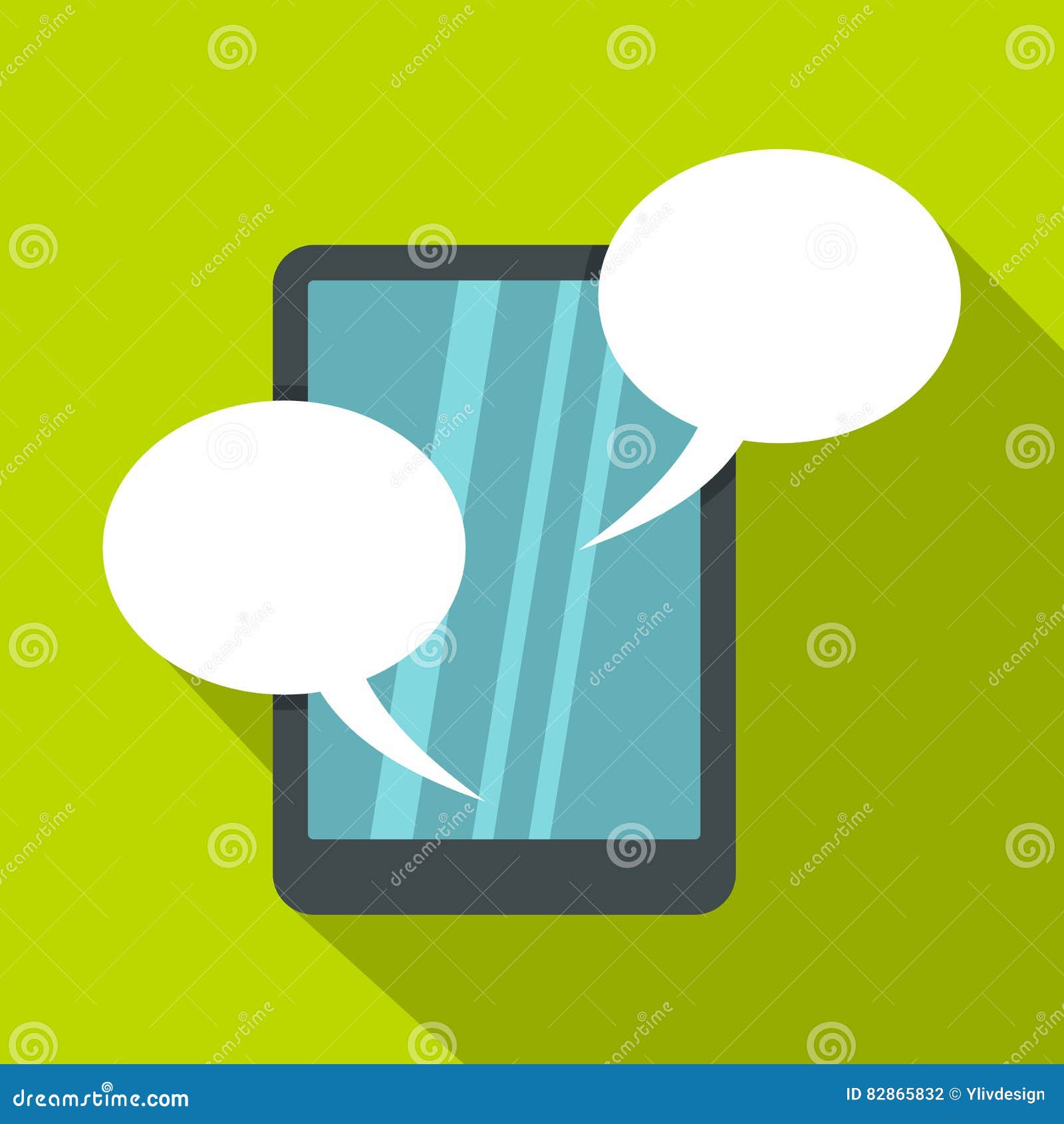 Speech Bubble on Phone Icon, Flat Style Stock Vector - Illustration of ...