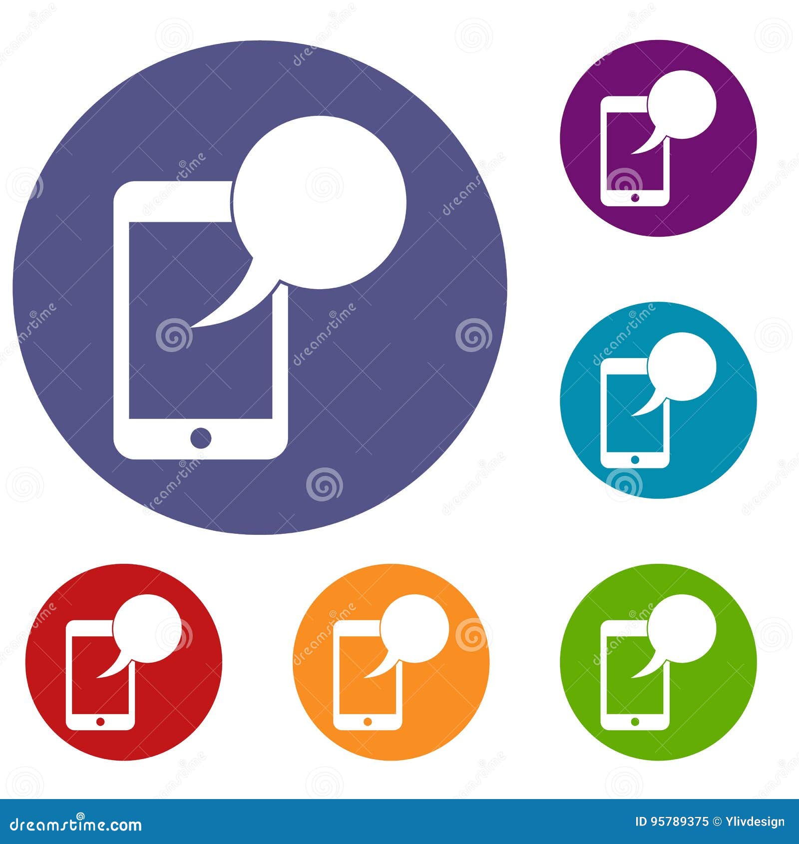 Speech Bubble on Phone Icons Set Stock Vector - Illustration of object ...