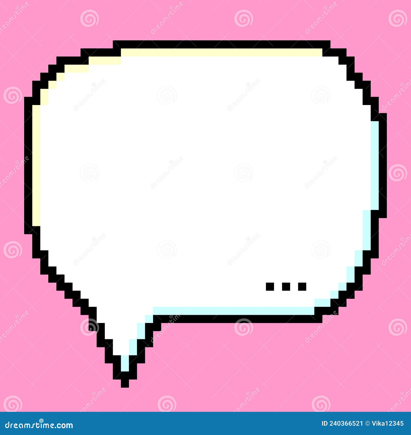 Speech Bubble Pixel Art Doodle Style Text Box With Three Dots, Graphics ...