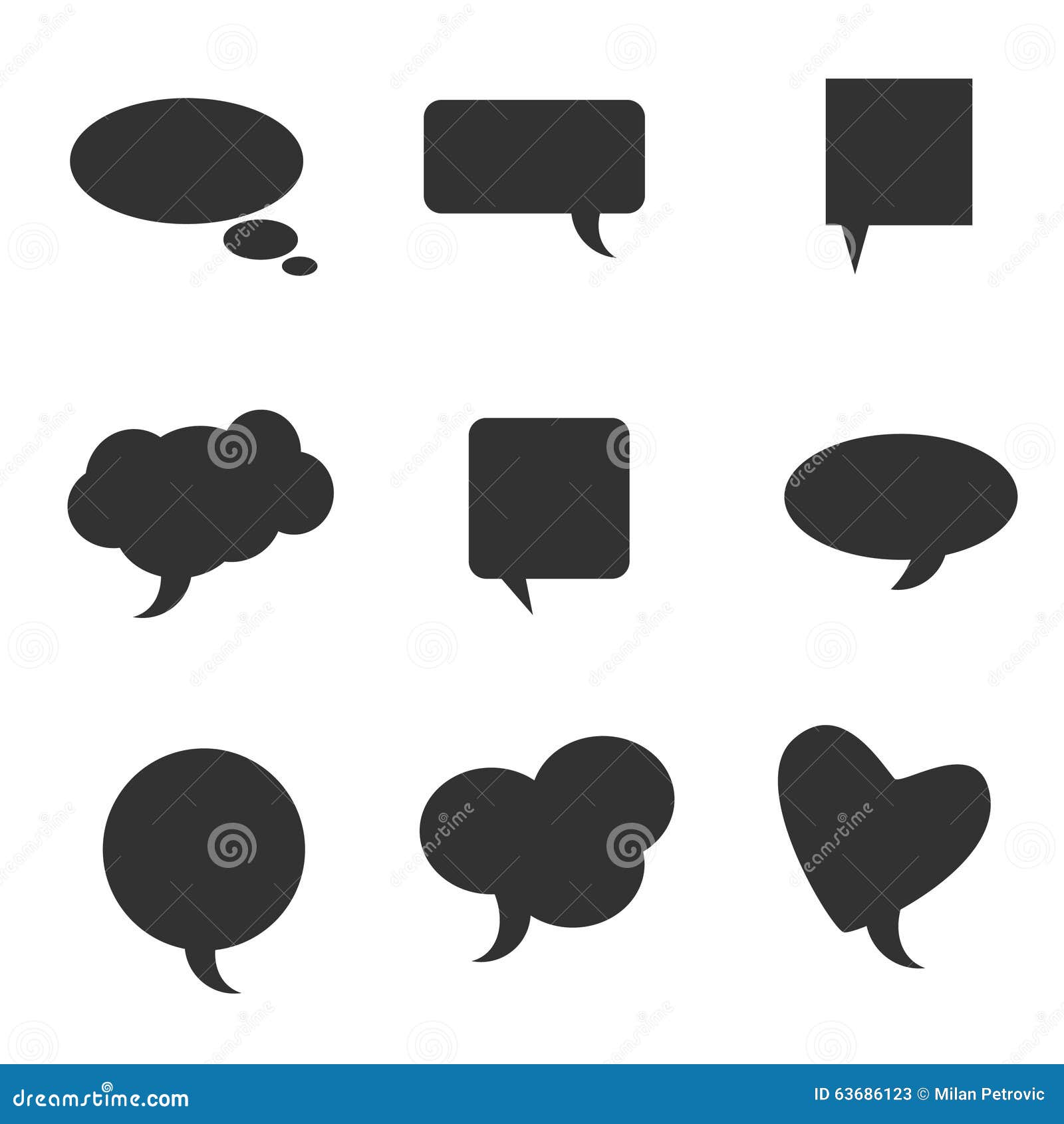 Speech Bubble Pointer Vector Silhouette Stock Vector - Illustration of ...
