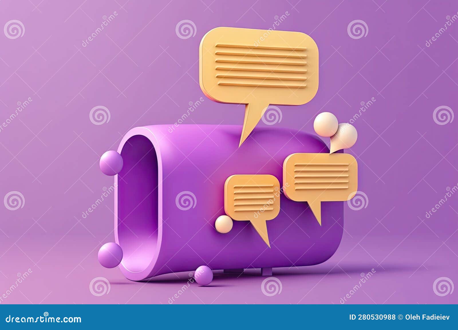 Speech Bubble in Purple Background. Communication Concept Stock ...
