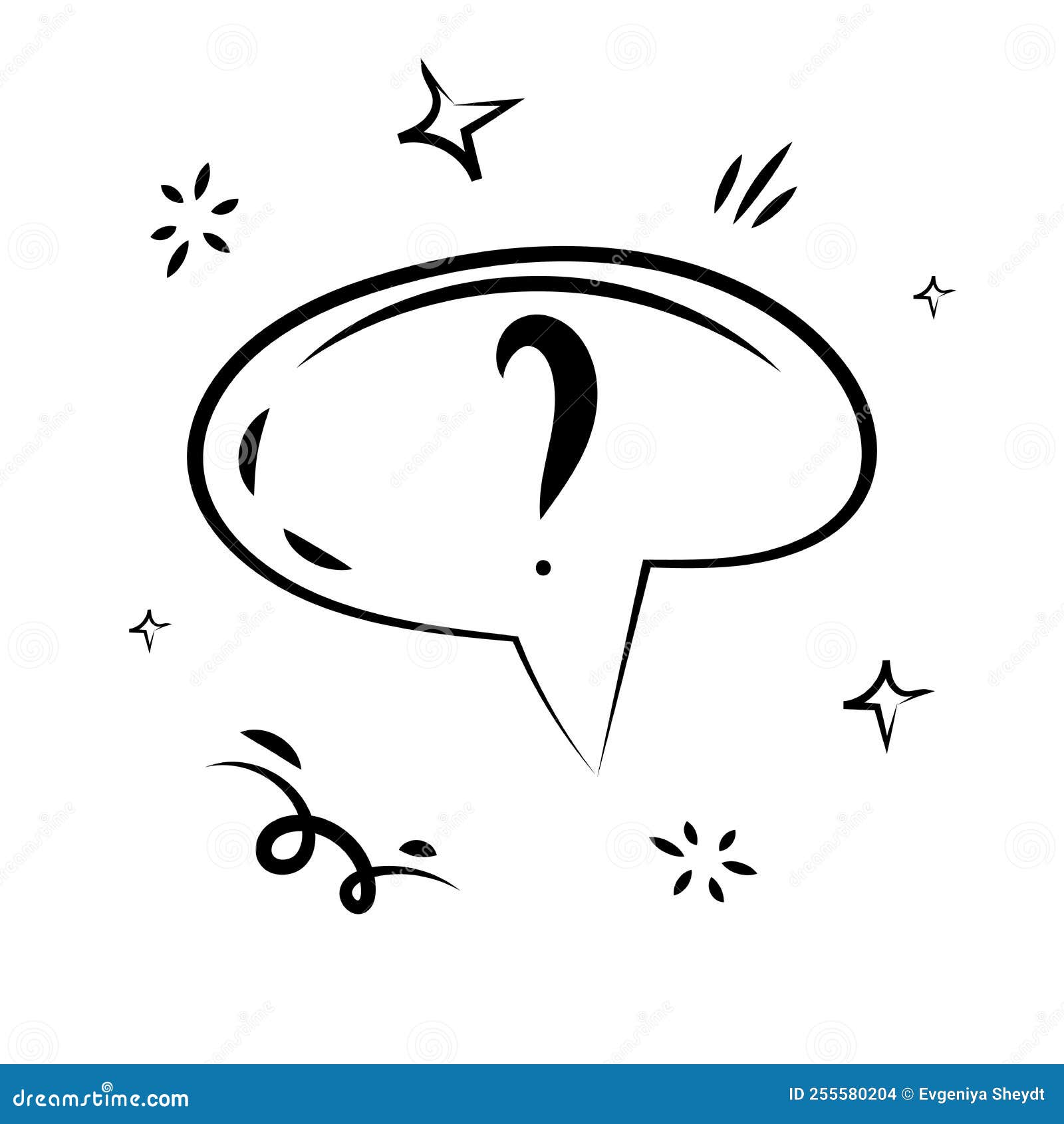 Speech Bubble with Question Mark, Simple Doodle Style Stock Vector ...