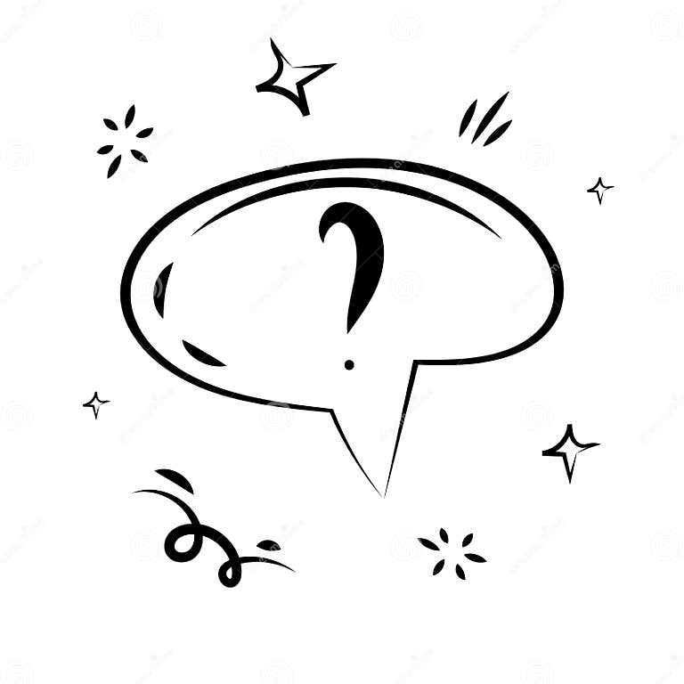 Speech Bubble with Question Mark, Simple Doodle Style Stock Vector ...