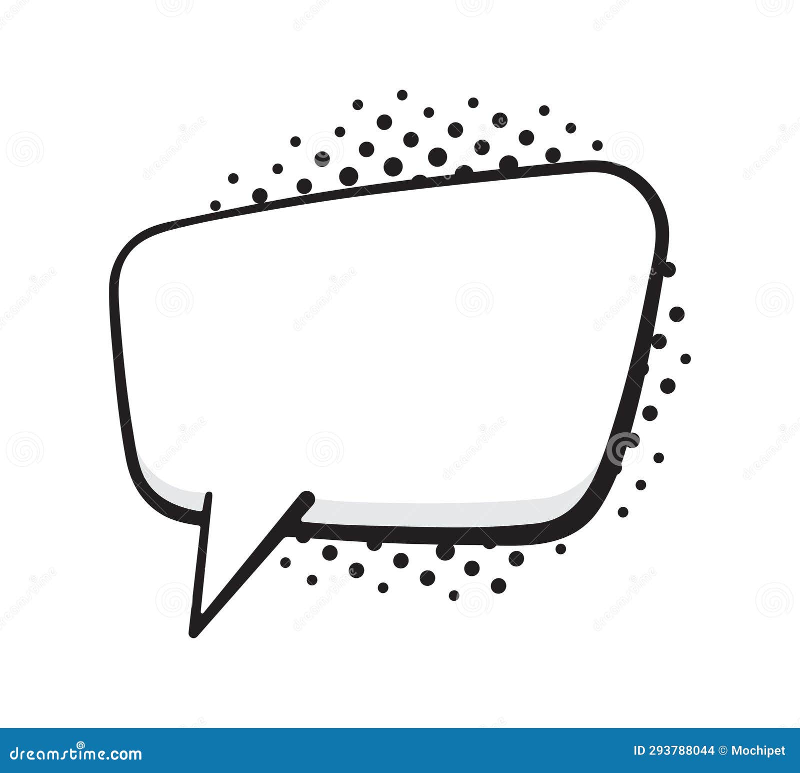 Speech Bubble Rectangular Shape with Dots Rays in Pop Art Style. Comic ...