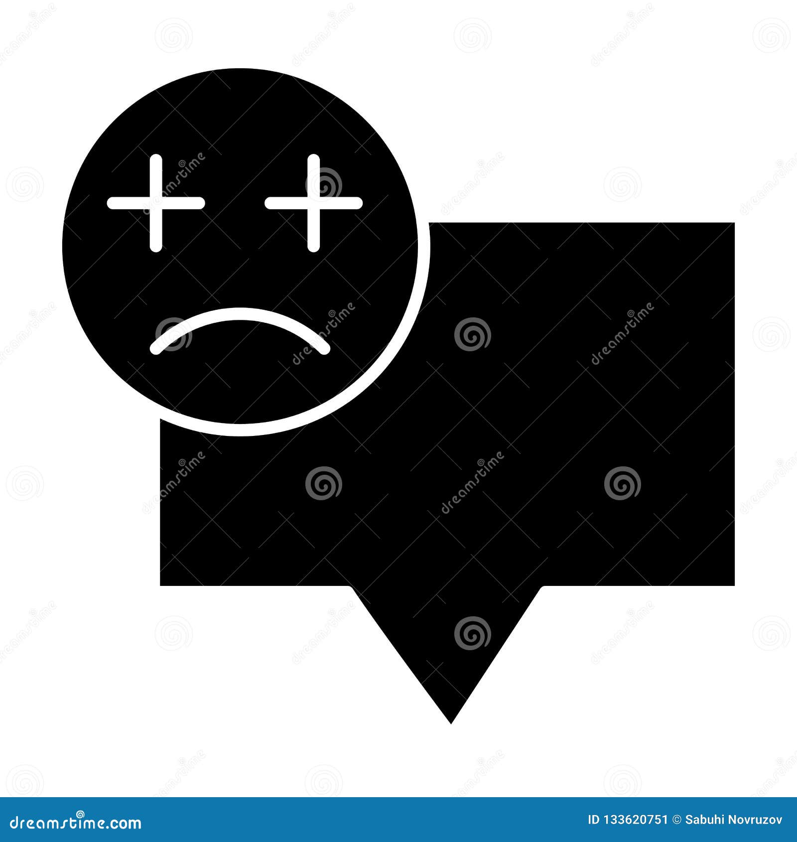 Speech Bubble with Sad Face Solid Icon. Sad Emoji and Text Bubble ...