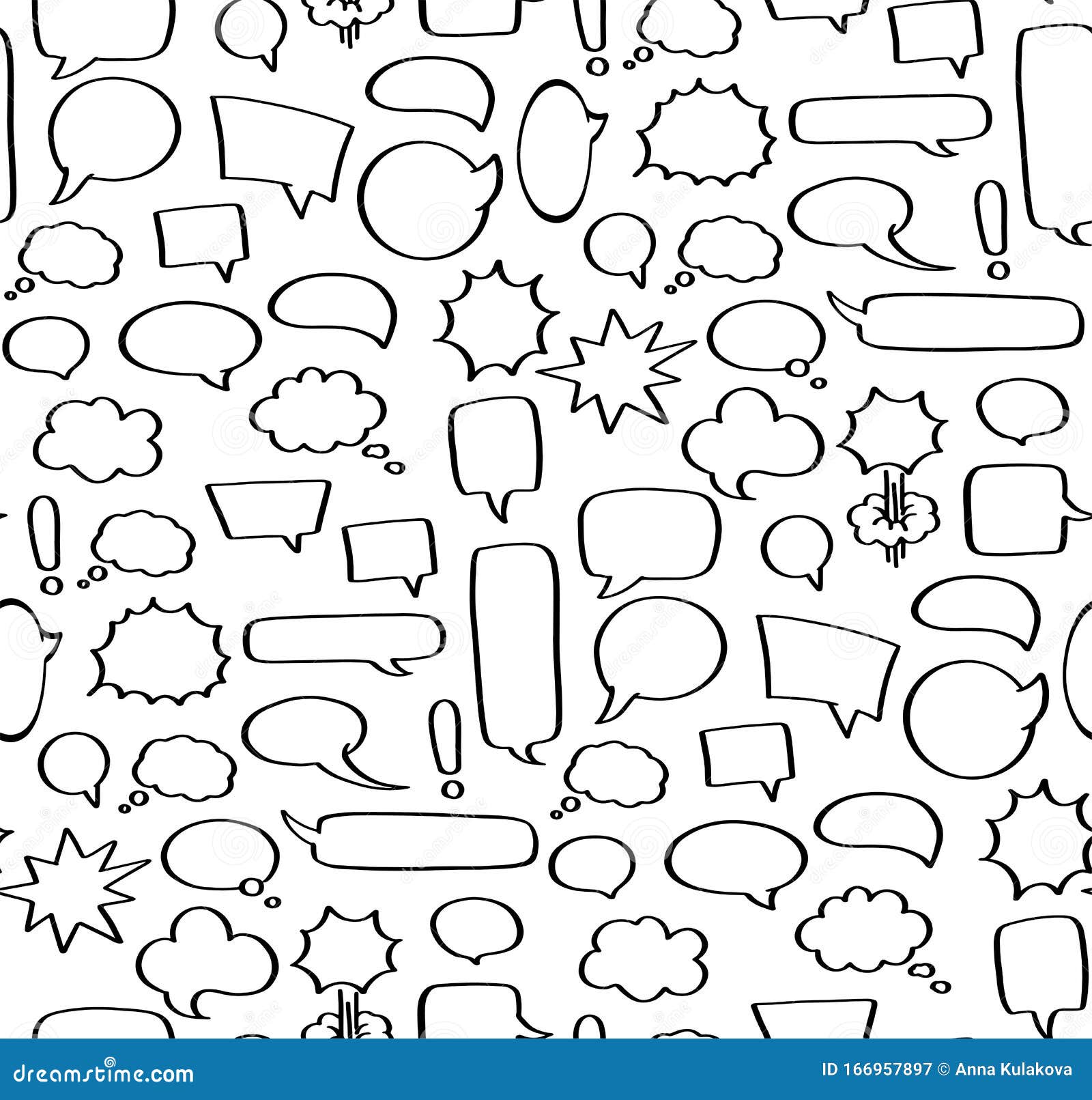Speech Bubble Seamless Pattern. Empty Comic Sticker without Text of ...