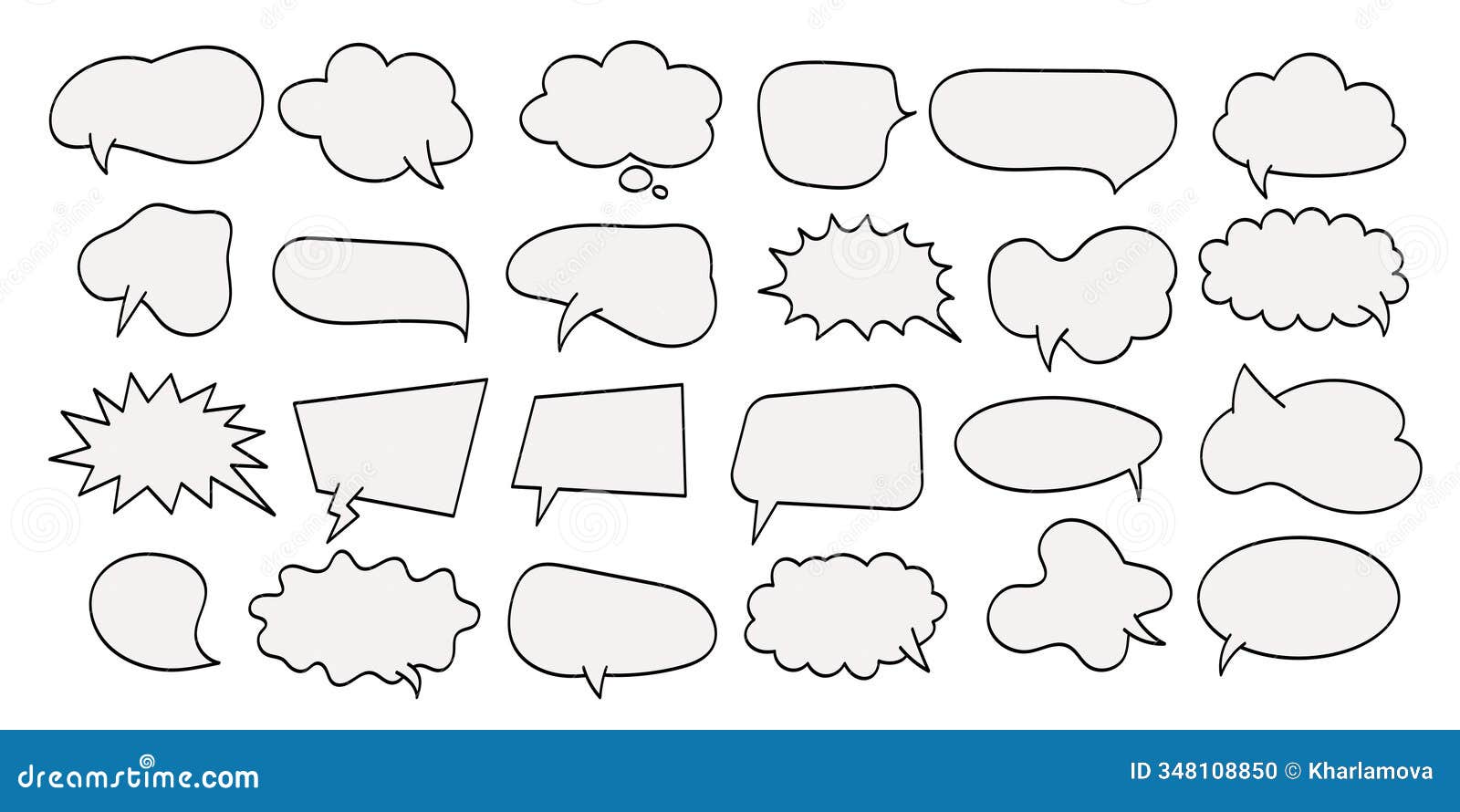 Speech Bubble Set. Blank Empty Speech Bubbles on White Background Stock ...