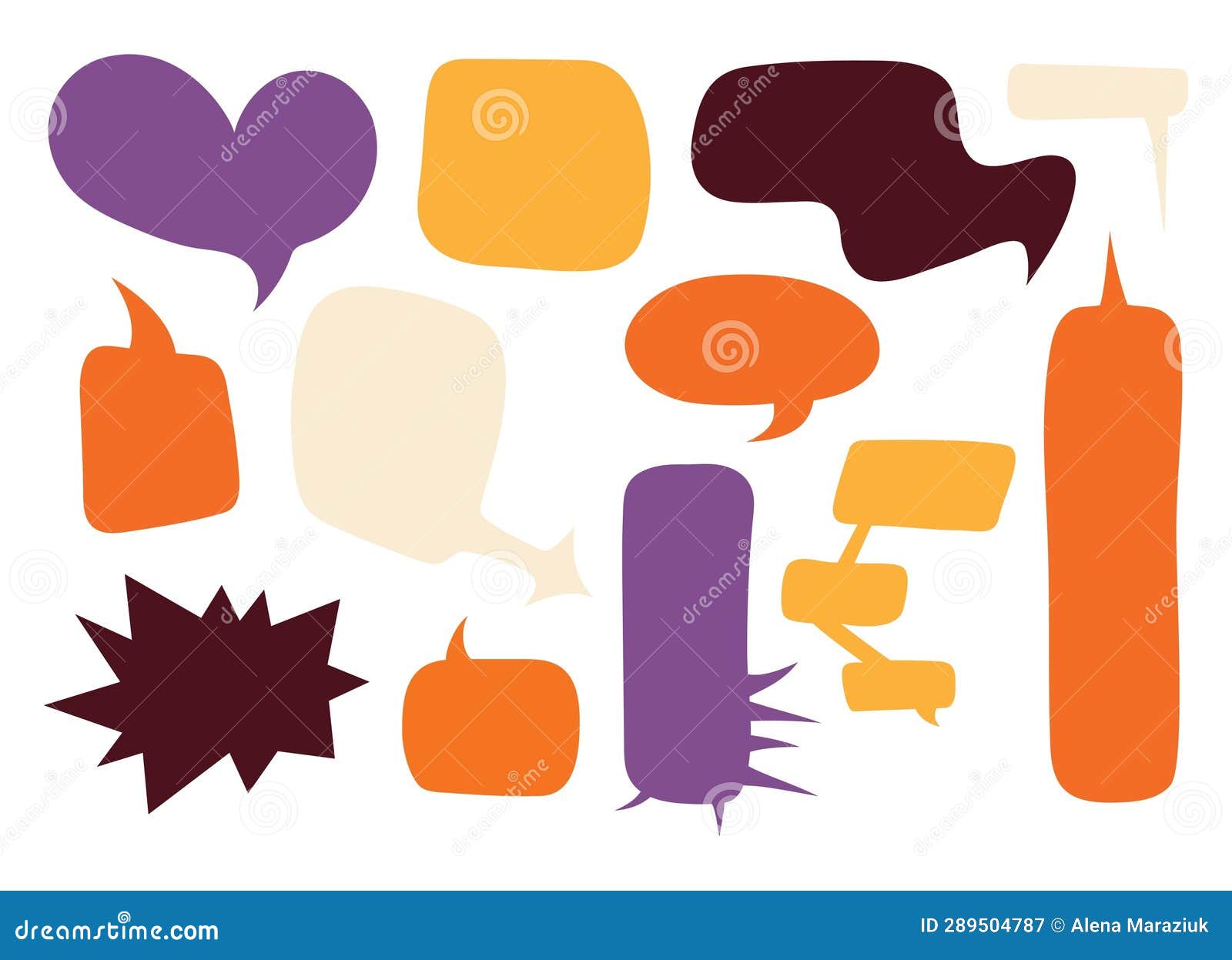 Speech Bubble Set. Color Talk Bubble Text, Chat Box, in Retro Style ...