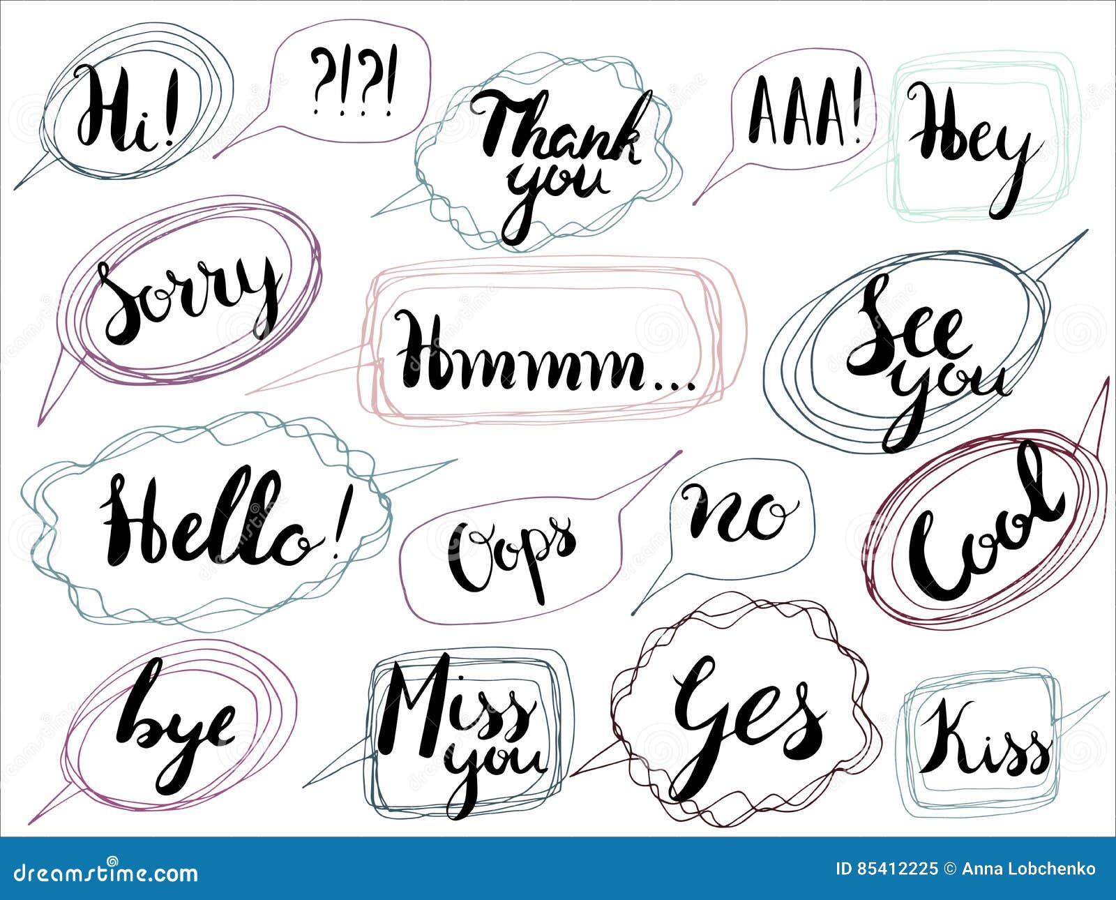 Speech Bubble Set Isolated. Stock Vector - Illustration of discussion ...