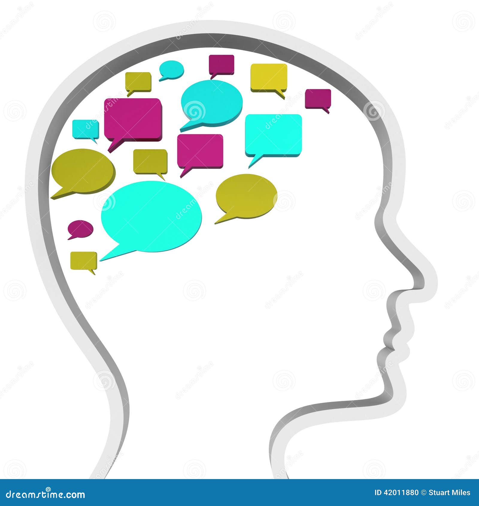 Speech Bubble Shows Think about it and Bubbles Stock Illustration ...