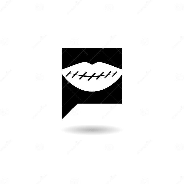 Speech Bubble Silence Icon Logo with Shadow Stock Vector - Illustration ...