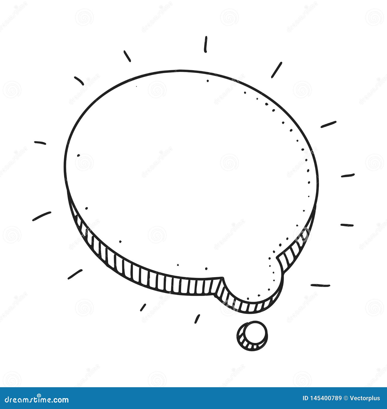 Speech Bubble in Sketch Hand Drawn Style. Space for Quote and Text ...