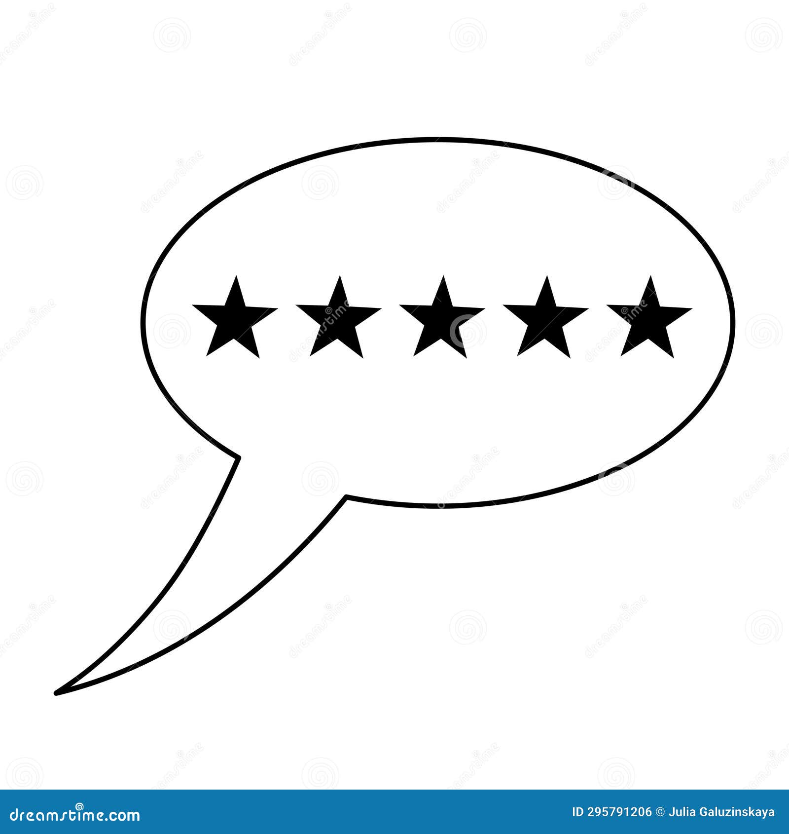 Speech Bubble with Stars Linear Icon. Rate, Client Review, Comment or ...