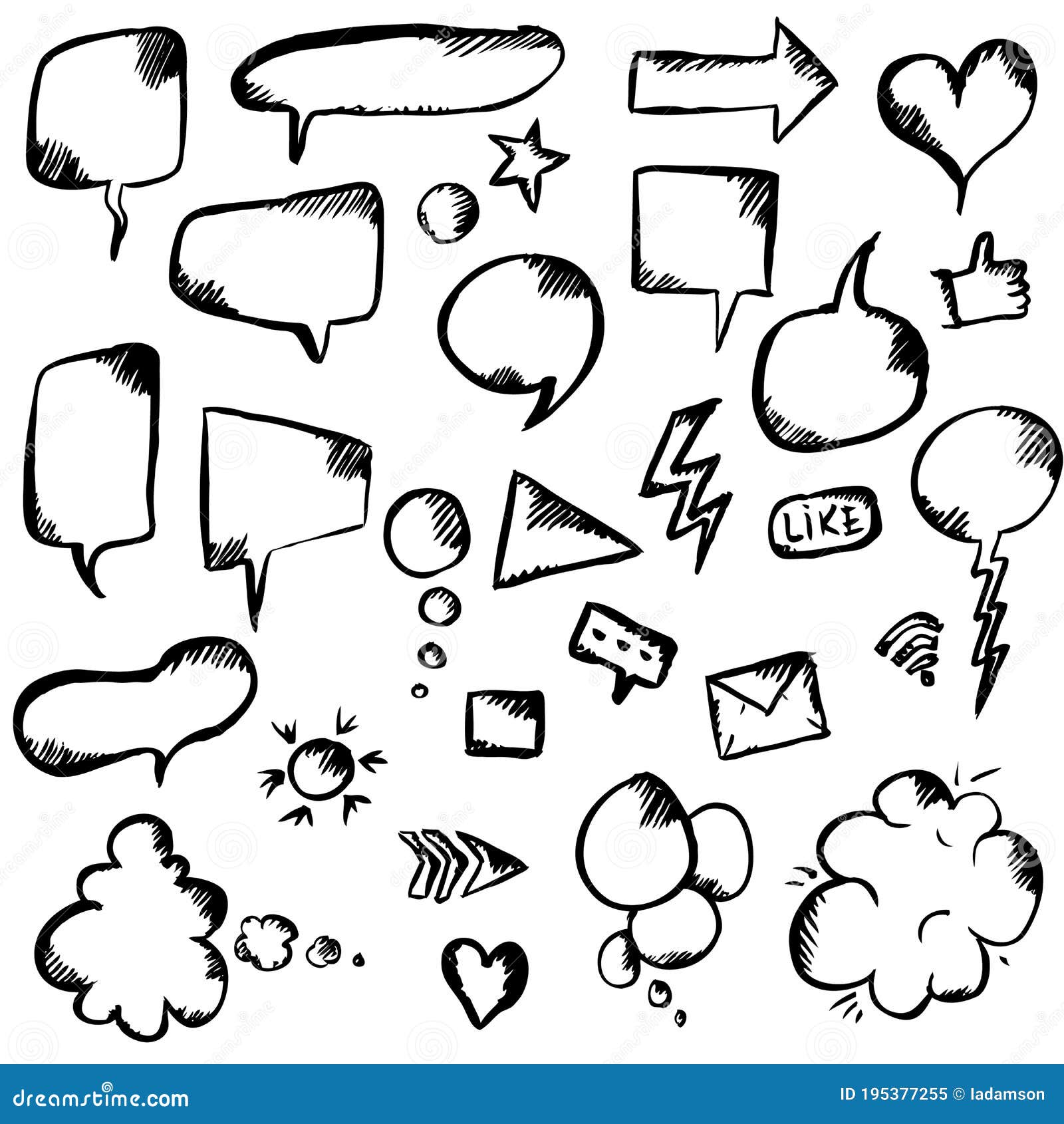 Speech Bubble and Symbols Set Stock Vector - Illustration of collection ...