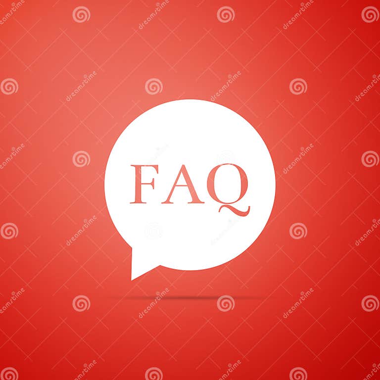 Speech Bubble with Text FAQ Information Icon Isolated on Red Background ...