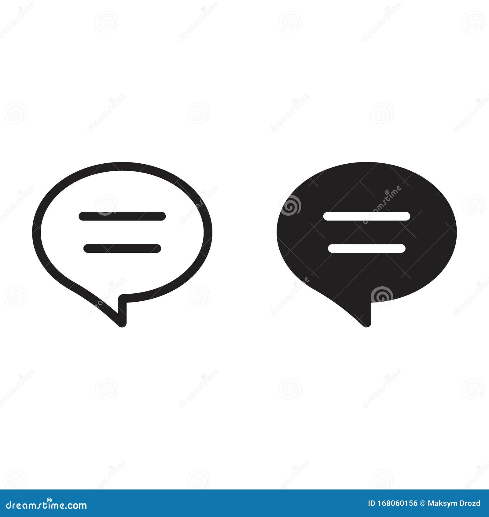 Speech Bubble Thin and Bold Icon, Line Icon on White Background ...