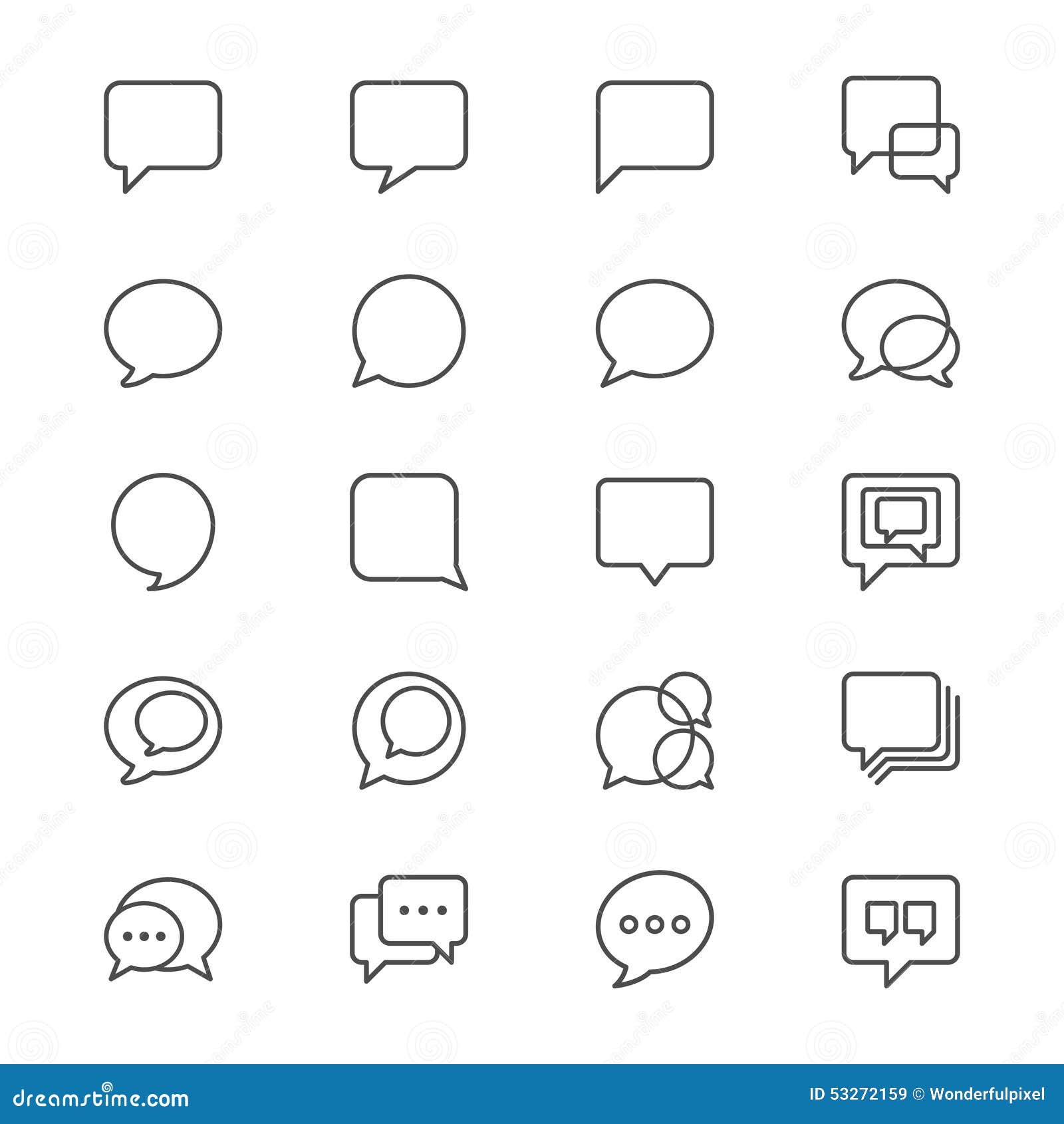 Speech bubble thin icons stock vector. Illustration of speech - 53272159