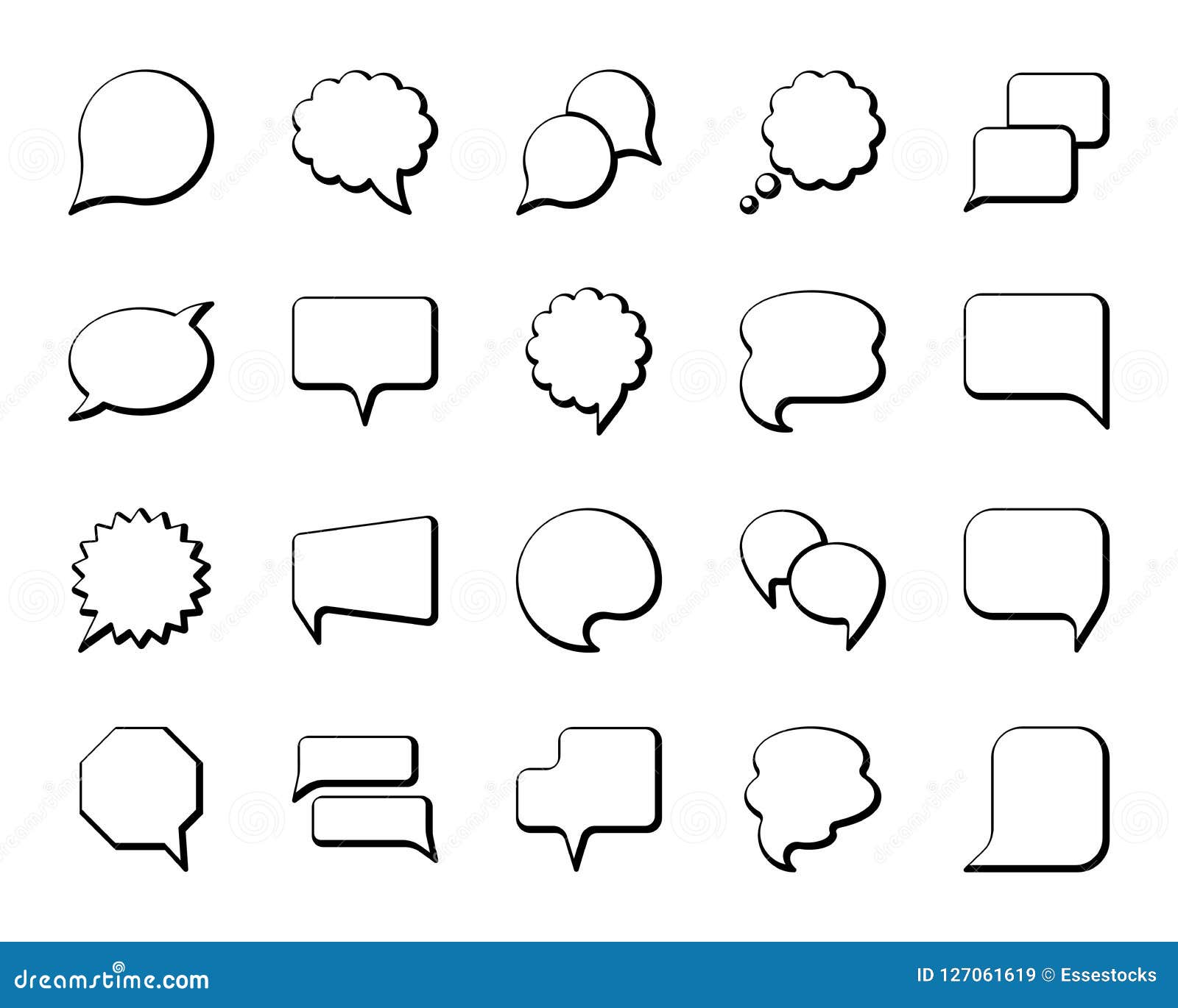 Speech Bubble Simple Black Line Icons Vector Set Stock Vector ...