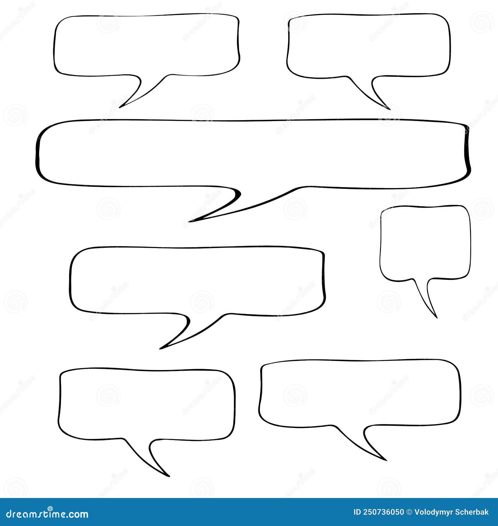 Speech Bubble Thin Line Icon Set. Outline Web Sign of Comic Tell Stock ...
