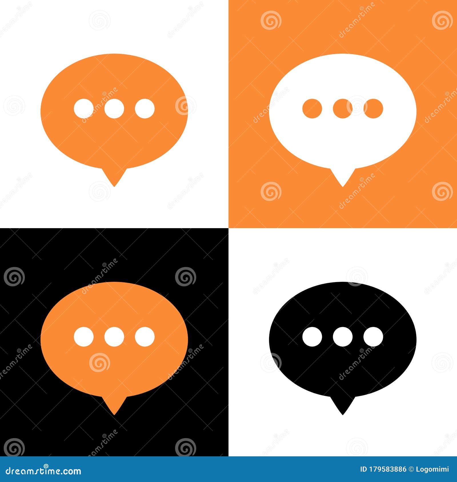 Speech Bubble and Three Dots Logo, Modern Logomark Icon Design - Vector ...