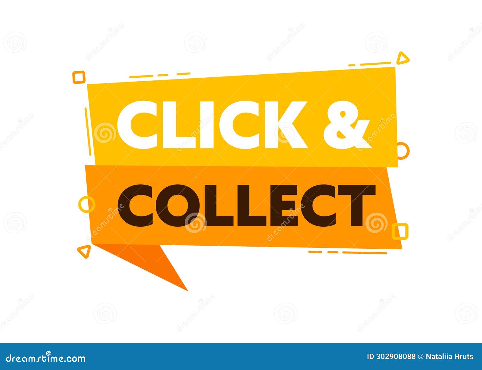 Speech Bubble with the Word Click and Collect Yellow Label. Vector ...