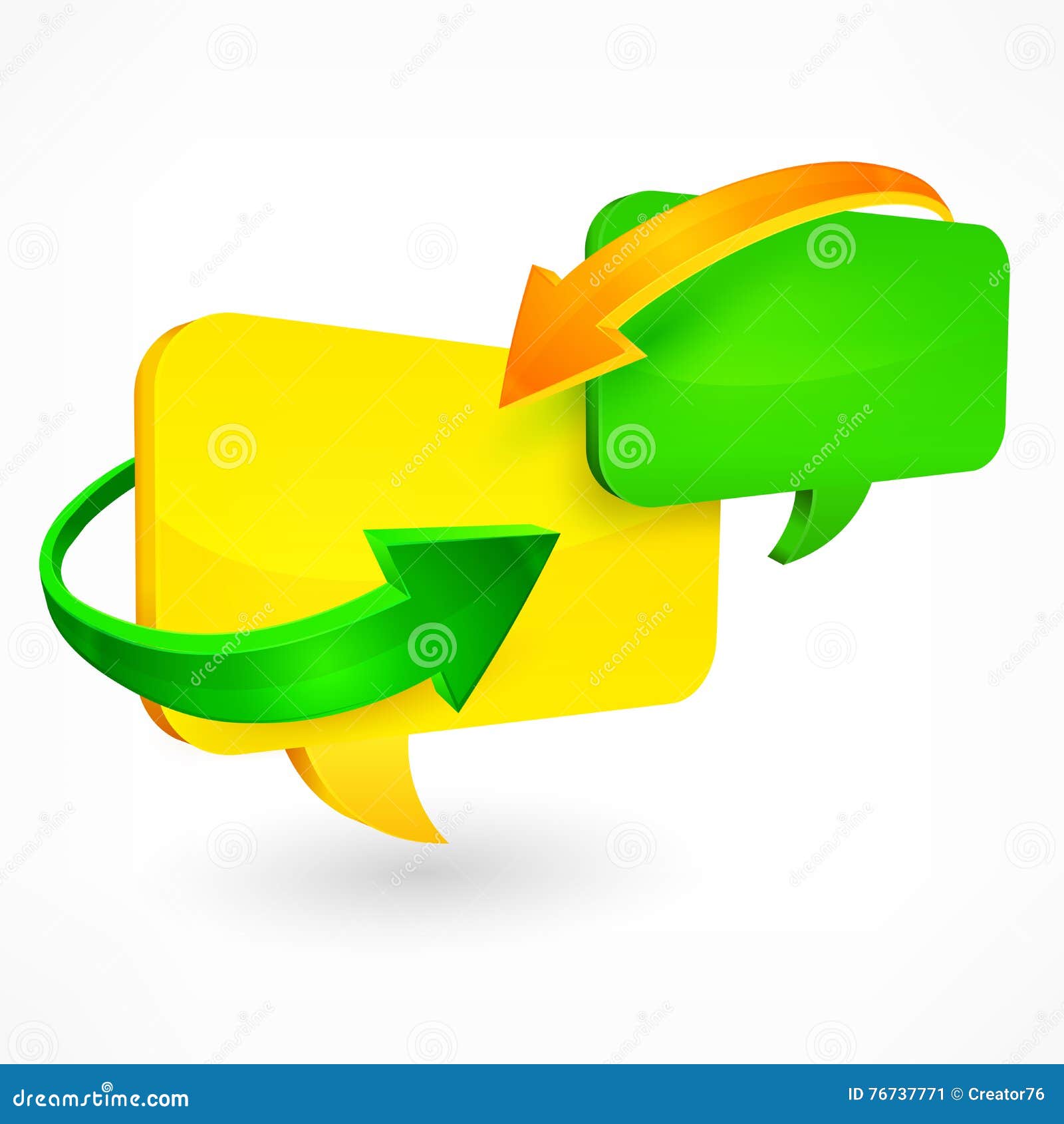 Speech bubbles with arrow stock vector. Illustration of warning - 76737771